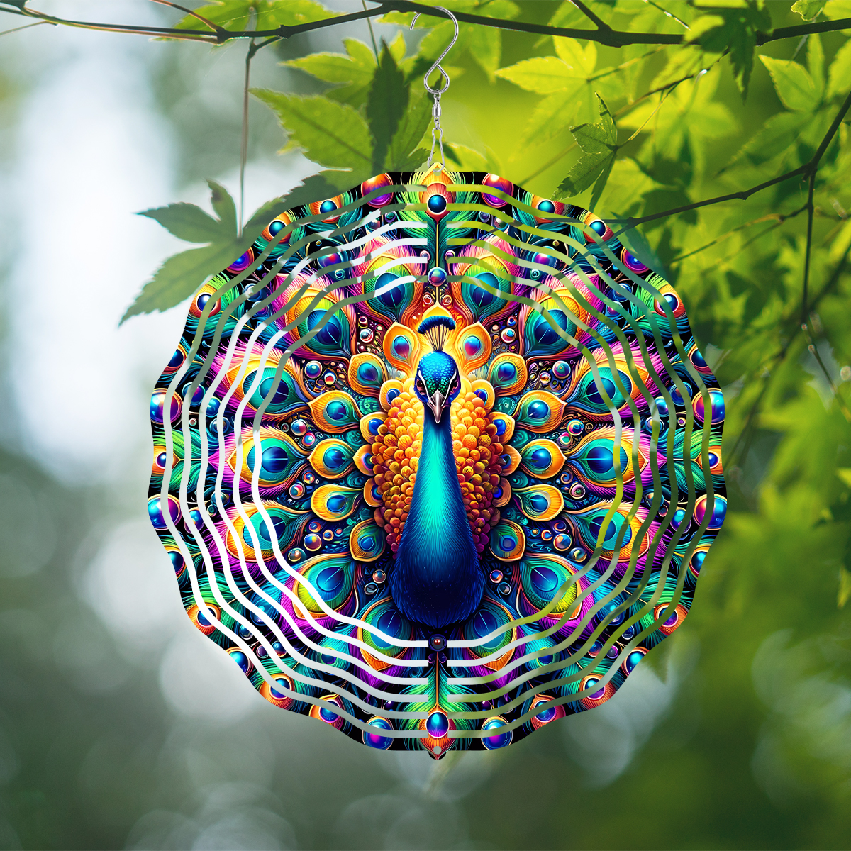 Wind Spinners Peacock - 10 inch 3D Stainless Steel Hanging Wind Spinner ...