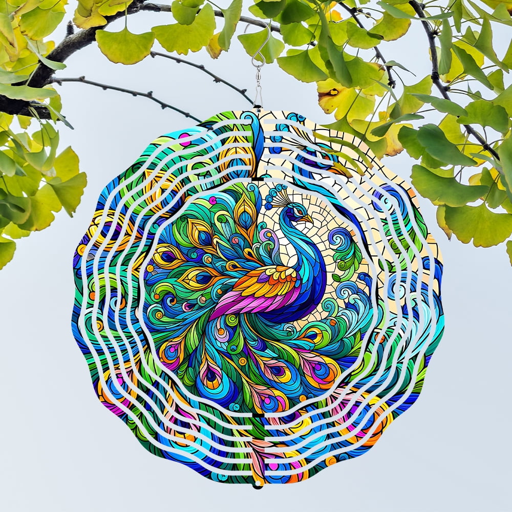 Wind Spinners Peacock - 10 inch 3D Stainless Steel Hanging Wind Spinner ...