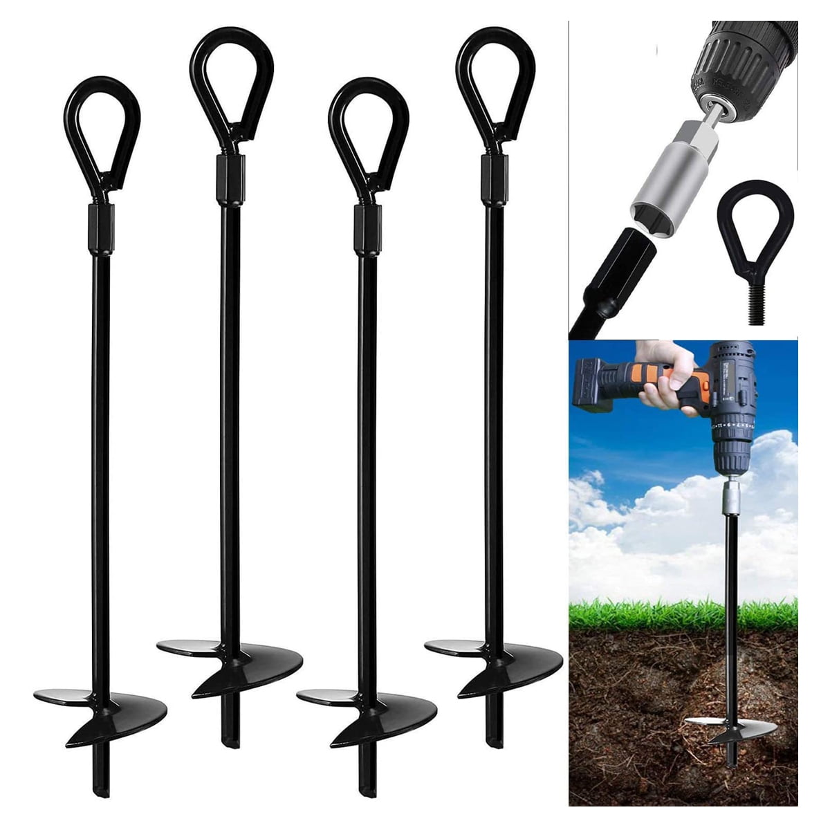 Wind Stakes for Multi-Purpose Anchoring, Heavy Duty Steel Reusable ...