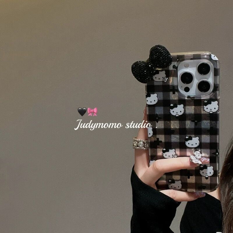 Wind Sweet Cool Hello Kitty With Bow For iPhone 16 ProMax 15 14 13 12 11 Pro Max XR XS MAX 7 8 ...