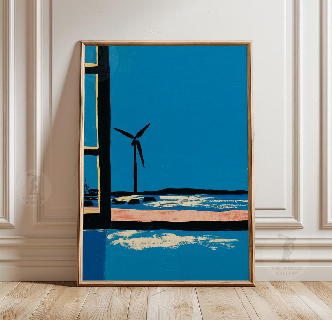 Wind Turbine Coastal Blue Landscape Renewable Energy Nature Art ...