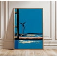 Wind Turbine Coastal Blue Landscape Renewable Energy Nature Art ...