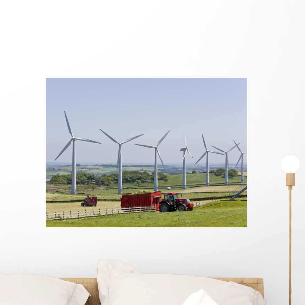 Wind Turbines and Tractors Wall Mural Decal Sticker, Wallmonkeys Peel ...