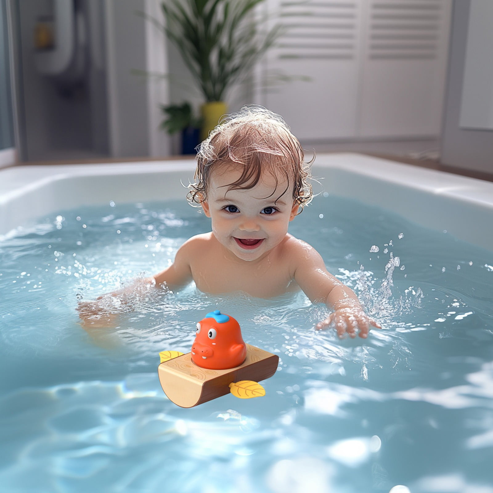 Wind-Up Bath Toy Boat, Clockwork Swimming Ship for Babies, Blue Plastic Water Play, Bathtime ...