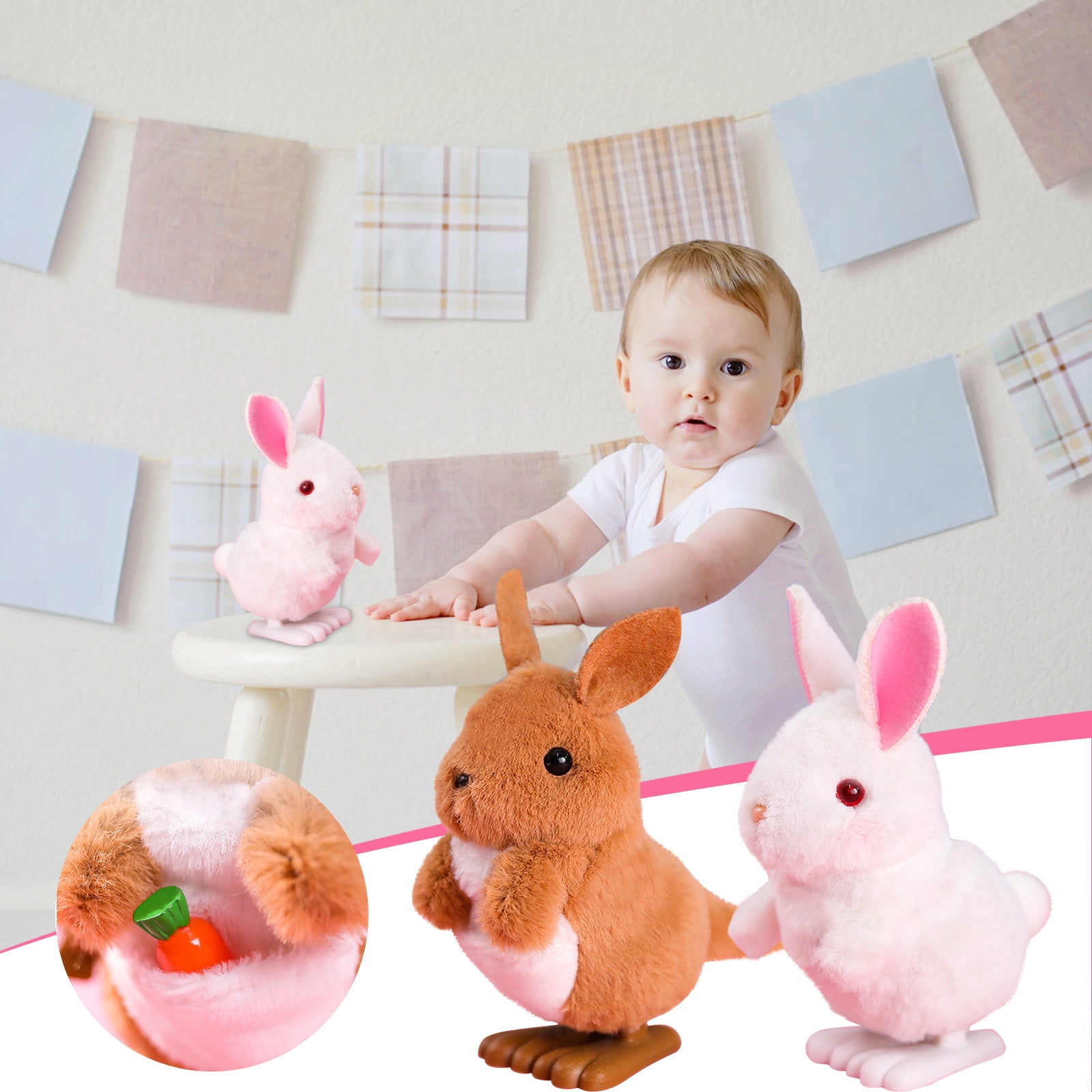 Wind-Up Rabbit Toy,Battery-Free Wind-Up Stuffed Animal,Safe Non-Toxic ...