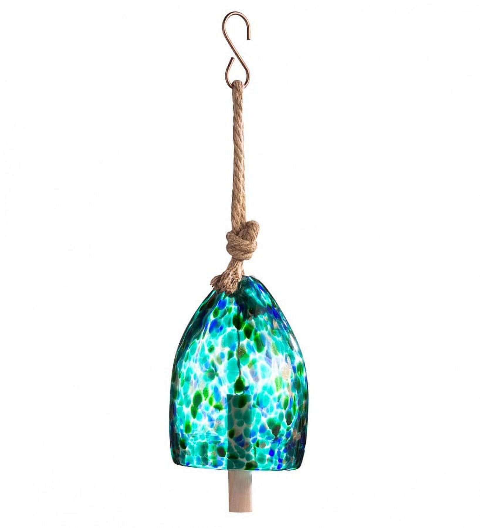 Wind & Weather Colorful Mouth-Blown Glass Bell with Jute Hanging Rope ...