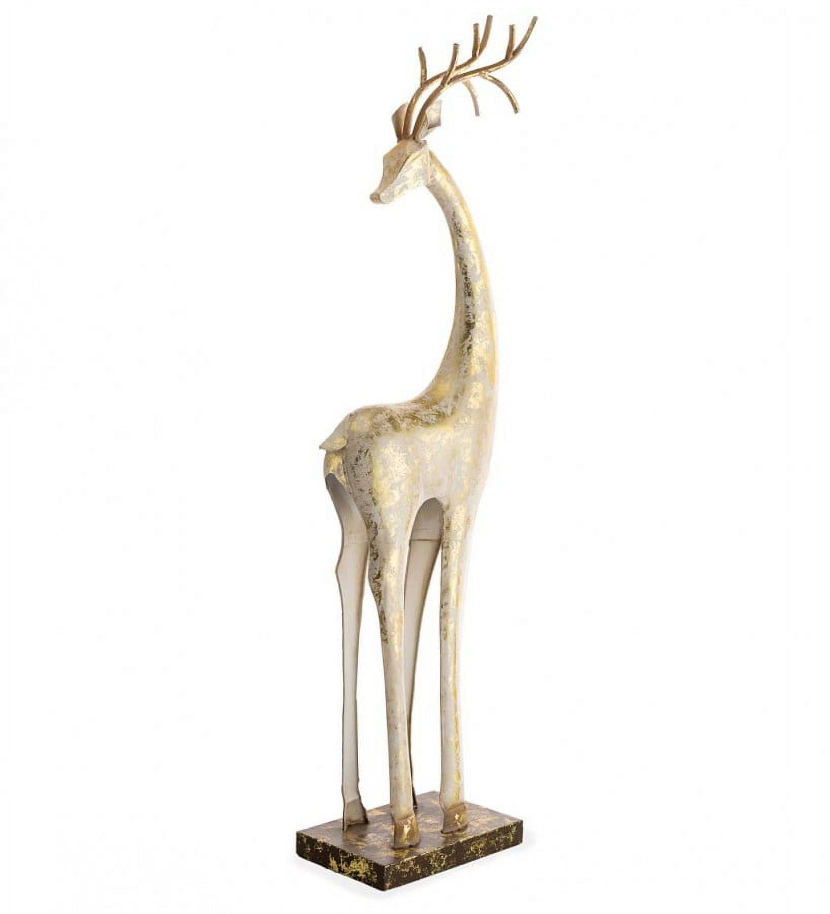 Wind & Weather Gold and White Painted Iron Deer Statue With Neck Turned ...