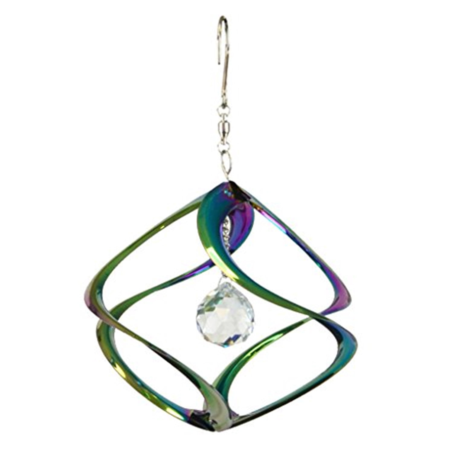 Wind & Weather Hanging Iridescent Metal Spiral Wind Spinner with Clear ...