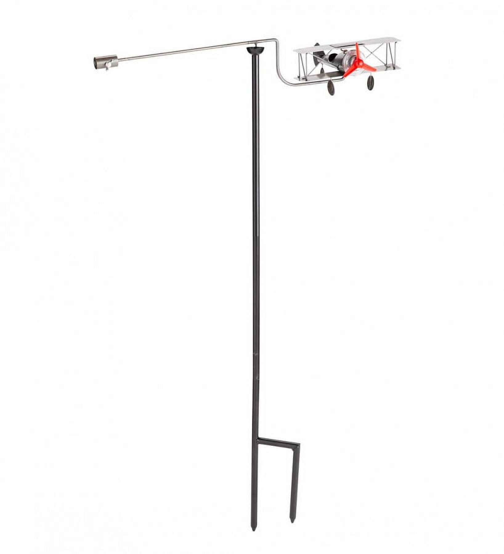 Wind & Weather Solar-Powered Flying Biplane Balancer Garden Stake ...