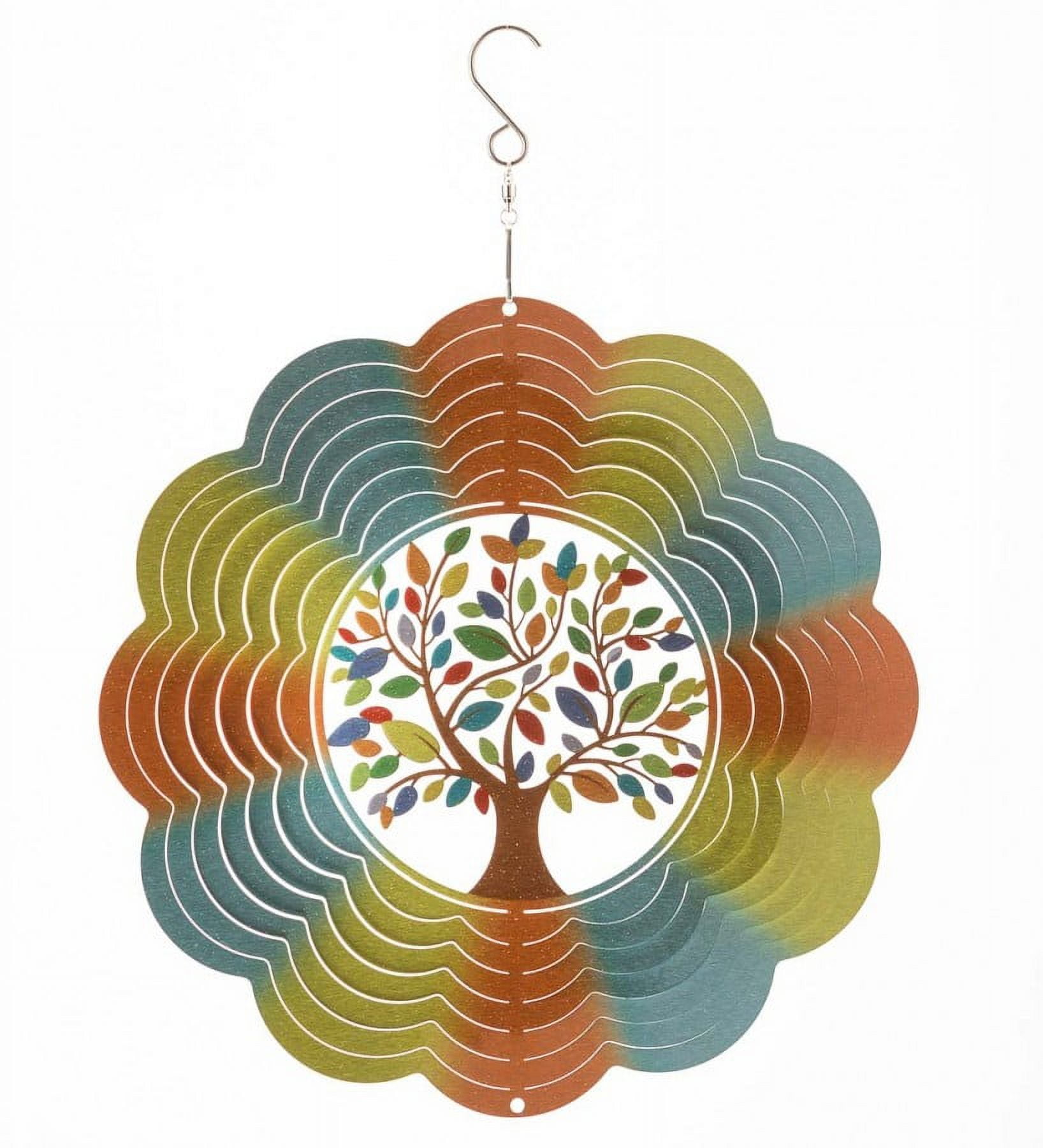 Wind & Weather Tree of Life Optical Illusion Hanging Metal Spinner ...