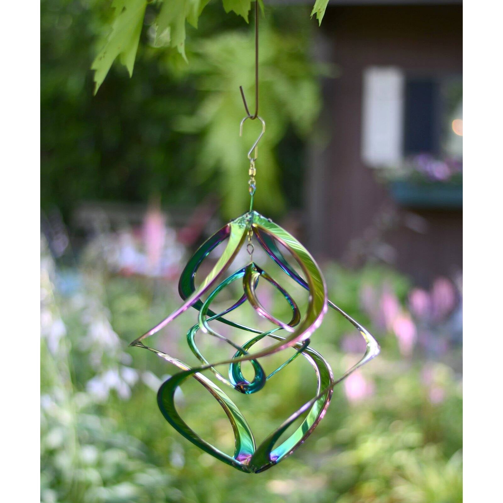 Wind & Weather Vibrant Multi-Colored Iridescent Dual Spiral Hanging ...