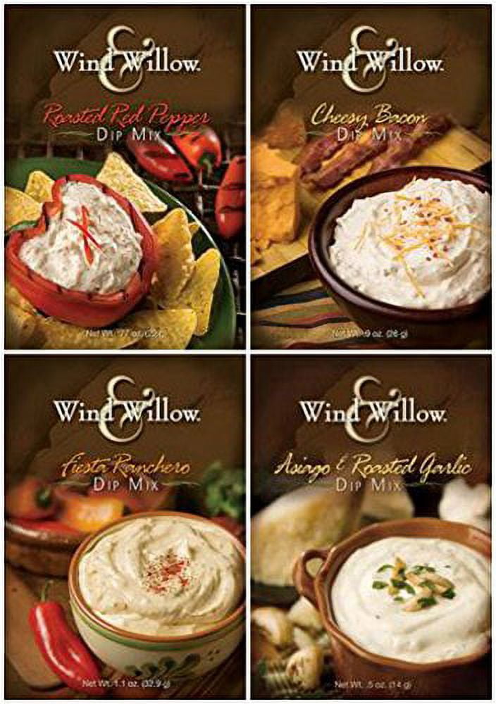 Wind & Willow Dip Mix 4 Flavor Variety Bundle: Cheesy Bacon, Roasted ...