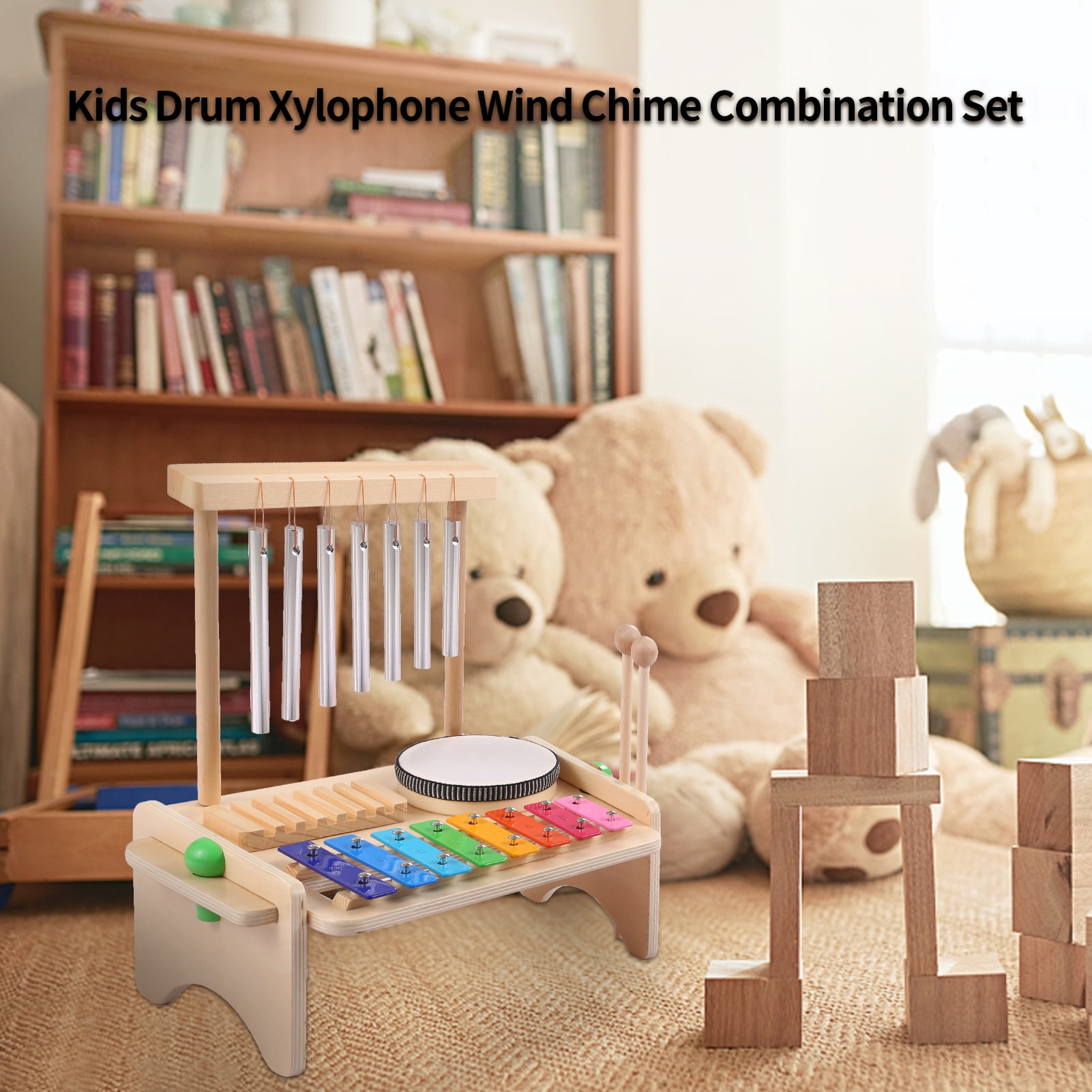 Wind Wind Chime Combination Set Kids Drum Set Windchime Xylophone Drum ...