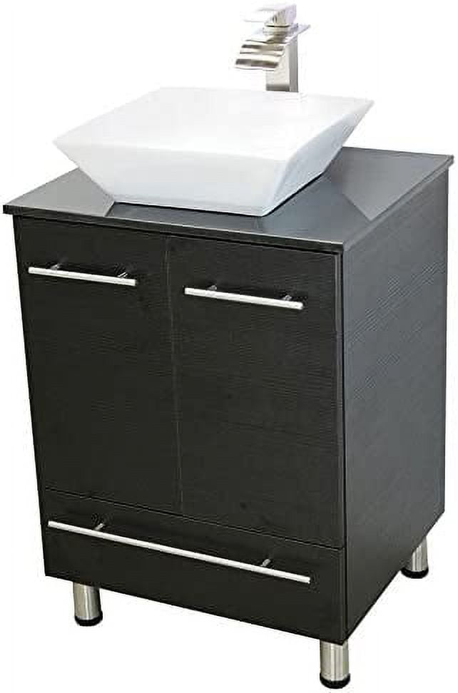 WindBay 24" Freestanding Bathroom Vanity, Black. Black Flat Stone ...