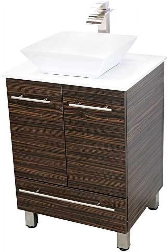 WindBay 24" Freestanding Bathroom Vanity, Ebony. White Flat Stone ...