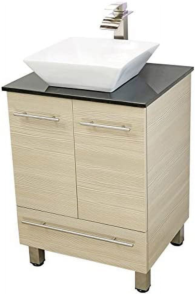 WindBay 24" Freestanding Bathroom Vanity, Tan. Black Flat Stone ...