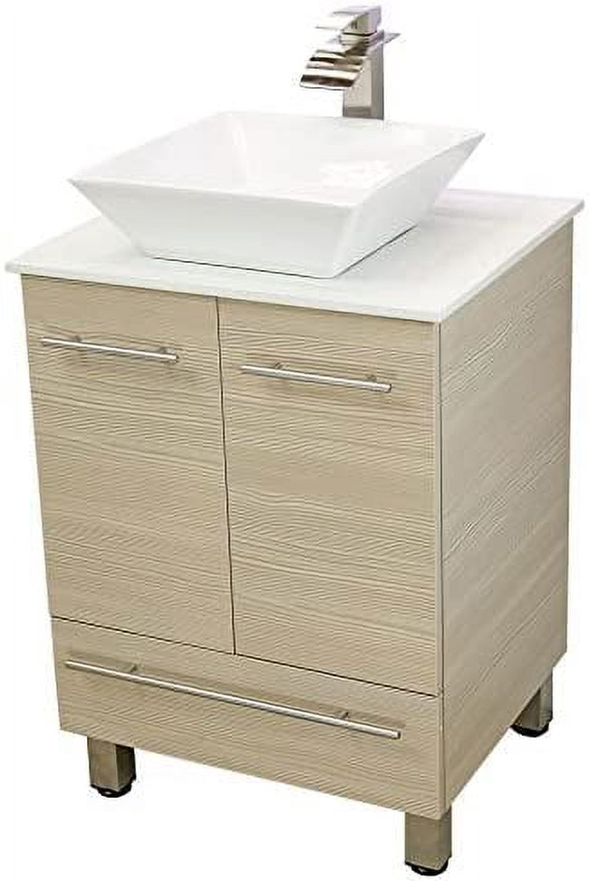 WindBay 24" Freestanding Bathroom Vanity, Tan. White Flat Stone ...