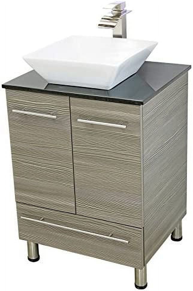 WindBay 24" Freestanding Bathroom Vanity, Taupe. Black Flat Stone ...