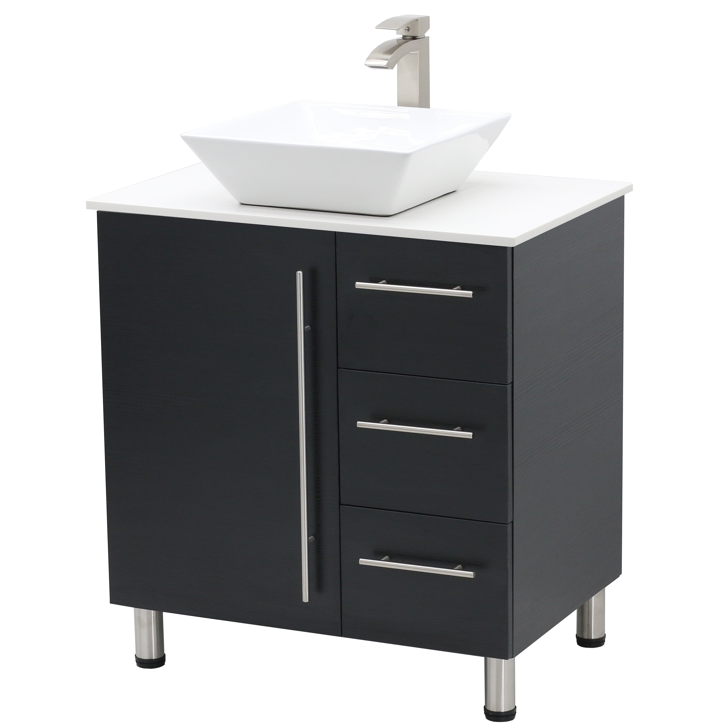 WindBay 30" Freestanding Bathroom Vanity, Black Texture Embossed. White ...