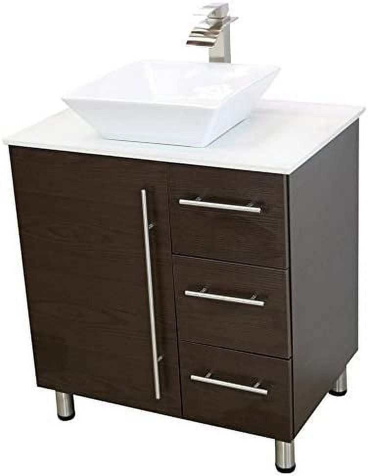 WindBay 30" Freestanding Bathroom Vanity,Brown. White Flat Stone ...