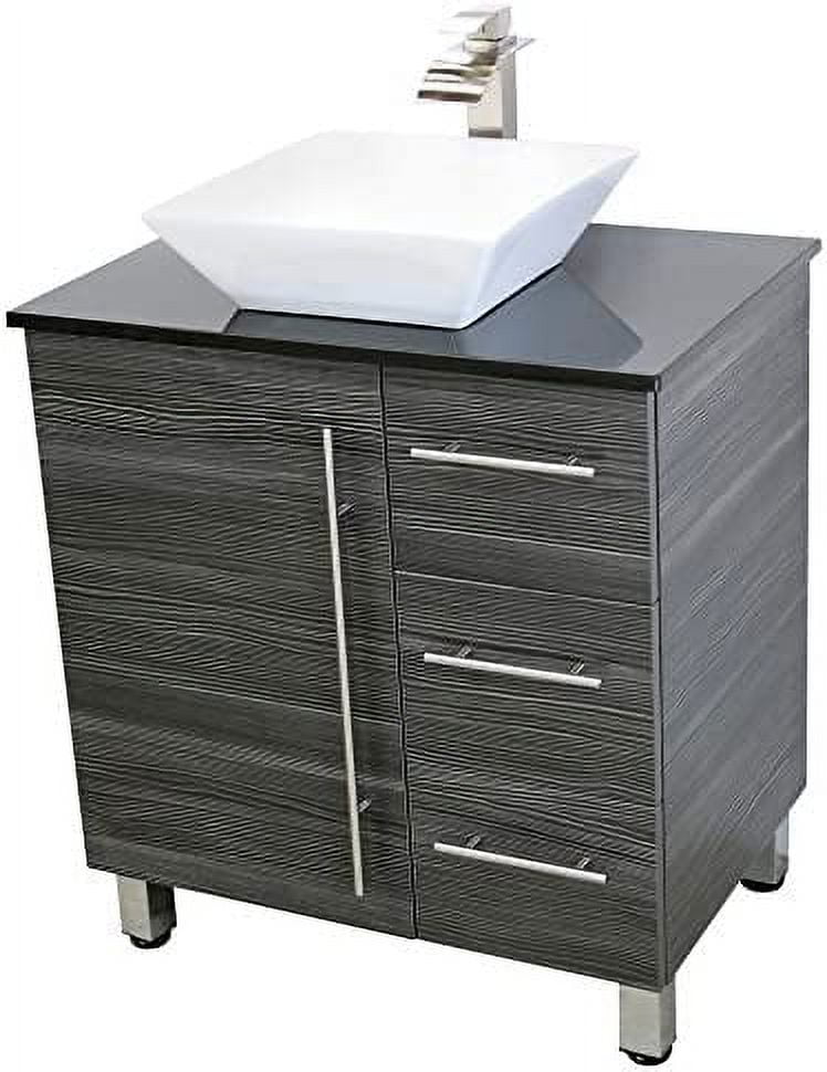 WindBay 30" Freestanding Bathroom Vanity, Dark Grey. Black Flat Stone ...
