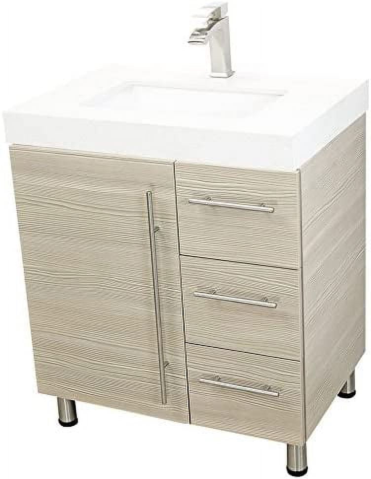 WindBay 30" Freestanding Bathroom Vanity, Tan. White Integrated ...