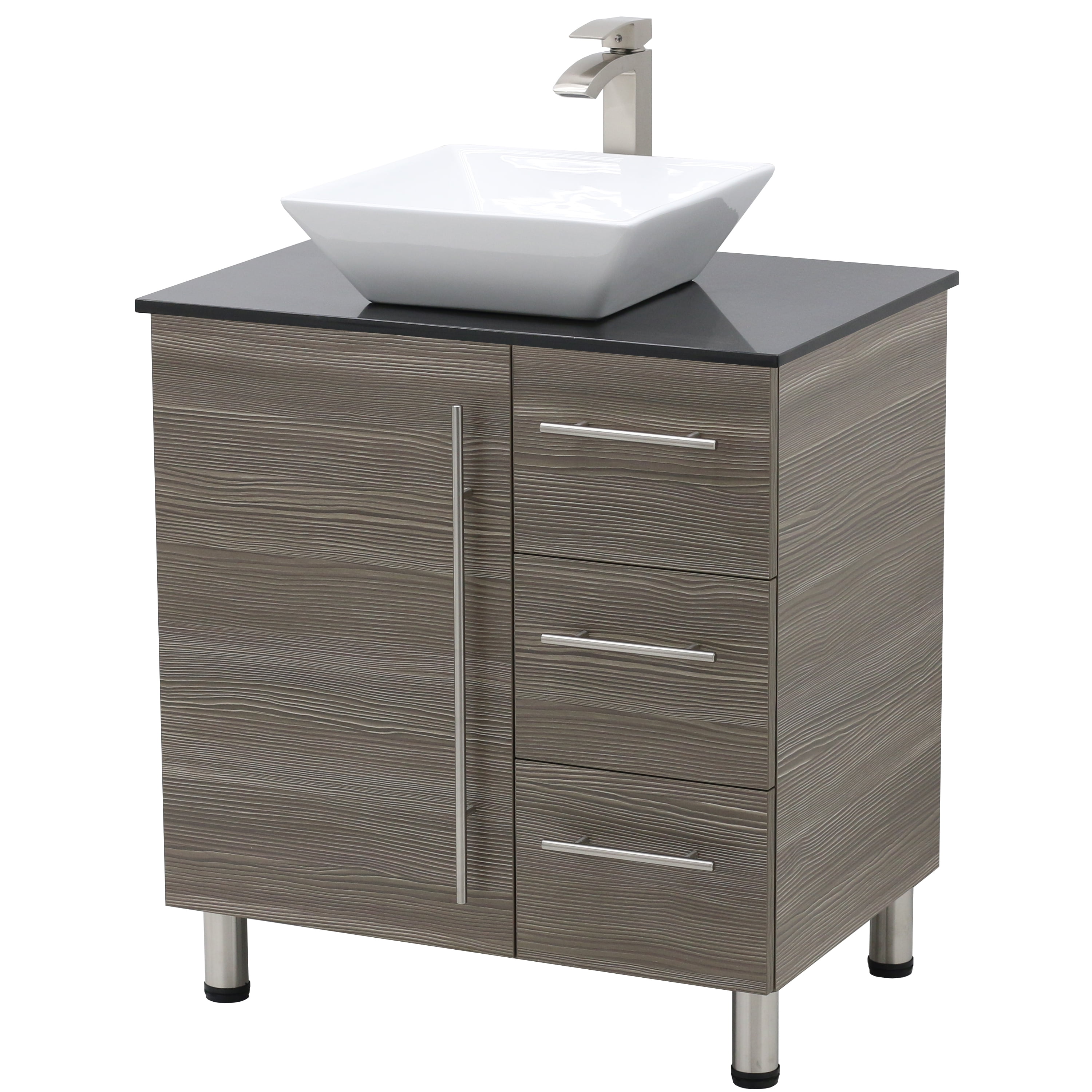 WindBay 30" Freestanding Bathroom Vanity, Taupe. Black Flat Stone ...