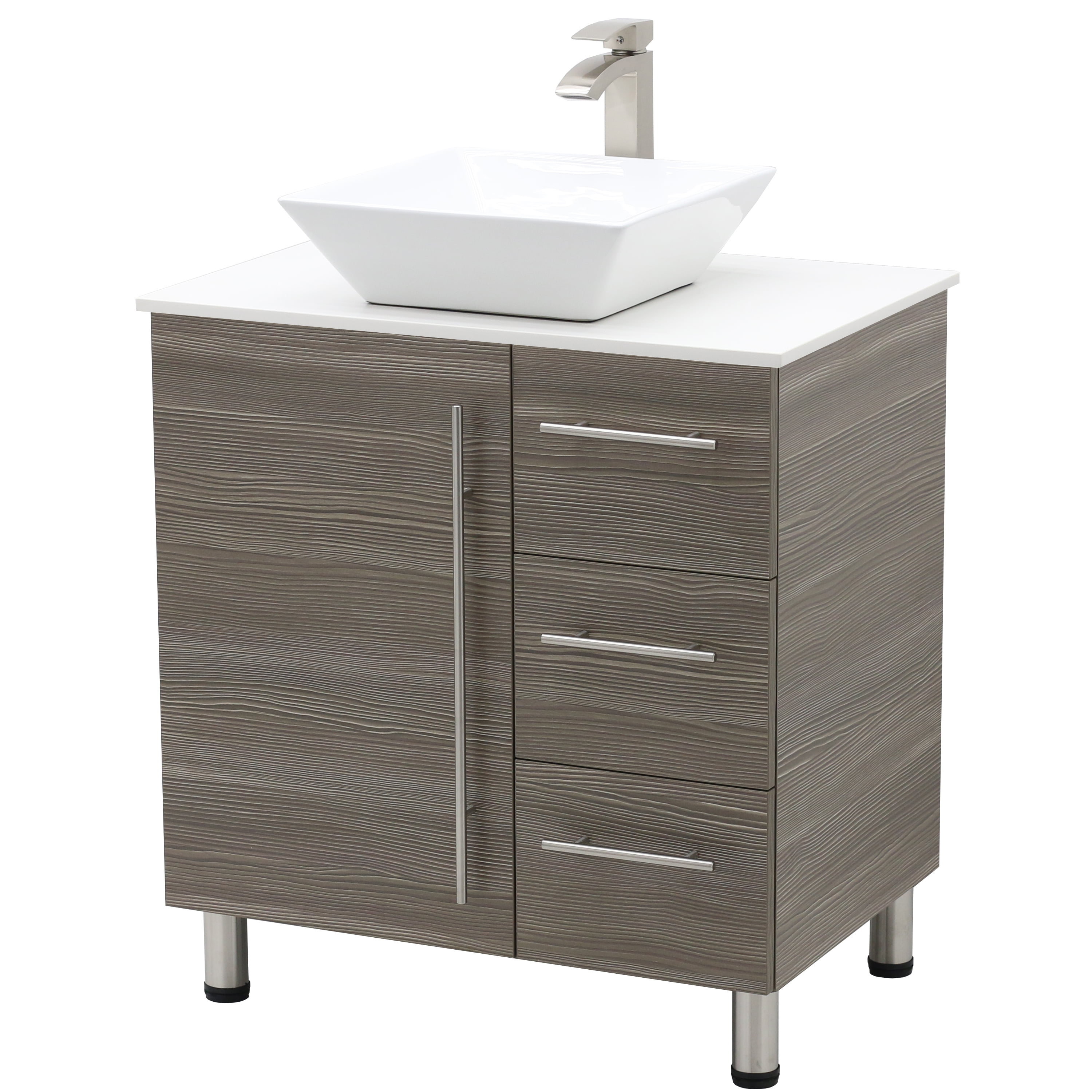 WindBay 30" Freestanding Bathroom Vanity, Taupe. White Flat Stone ...