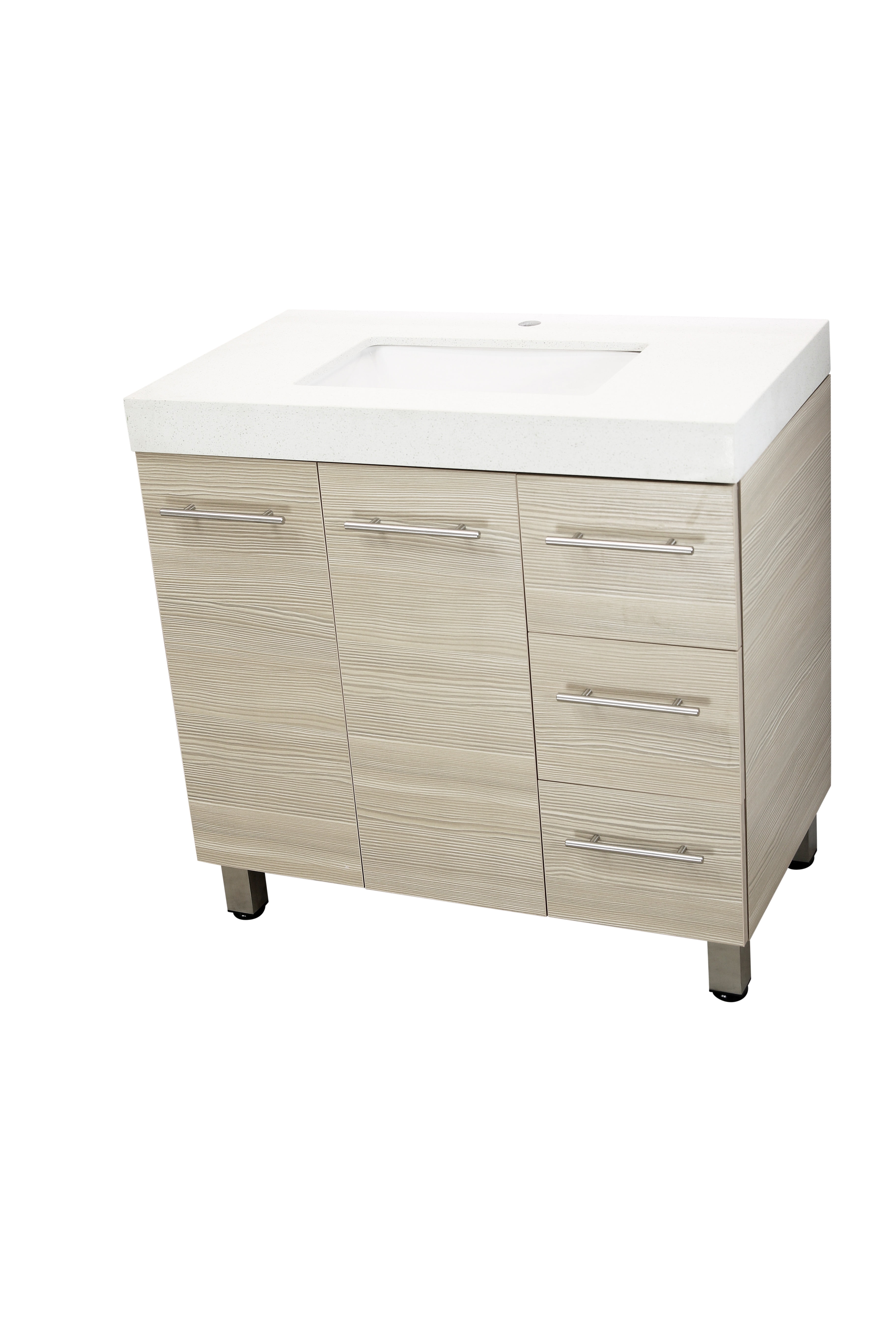 WindBay 36" Freestanding Bathroom Vanity, Tan. White Integrated ...