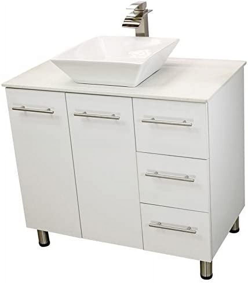 WindBay 36" Freestanding Bathroom Vanity, White Texture Embossed. White ...