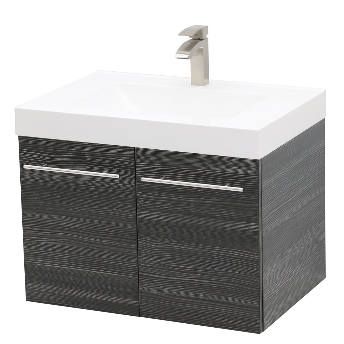 WindBay Wall Mount Floating Bathroom Vanity Sink Set. Dark Grey Vanity ...