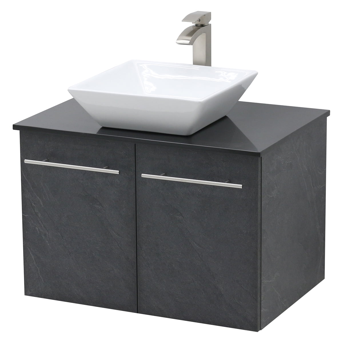 WindBay Wall Mount Floating Bathroom Vanity Sink Set. Dark Slate Grey ...