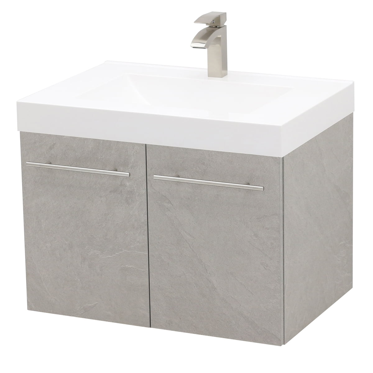 WindBay Wall Mount Floating Bathroom Vanity Sink Set. Light Slate Grey ...