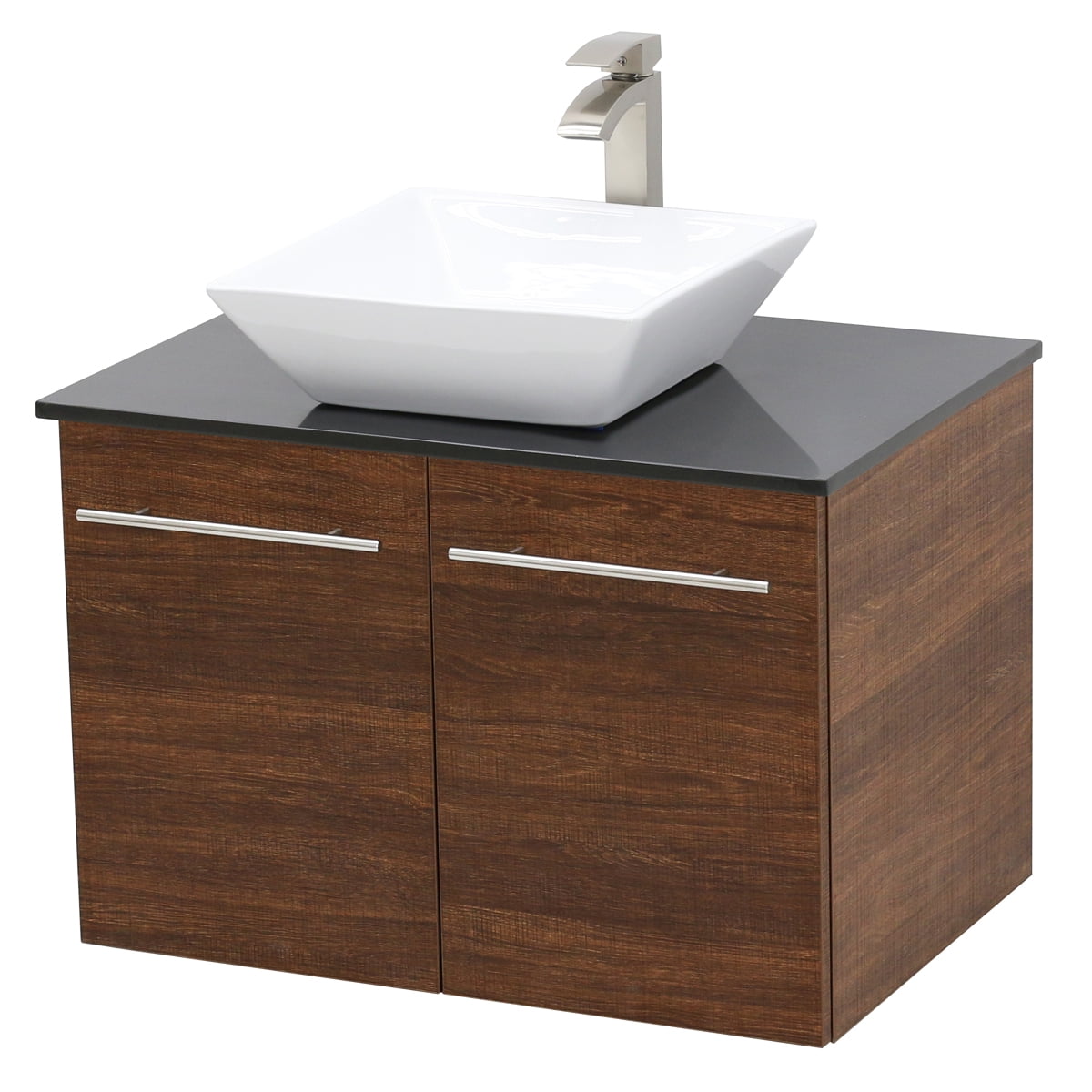 WindBay Wall Mount Floating Bathroom Vanity Sink Set. Rustic Brown ...
