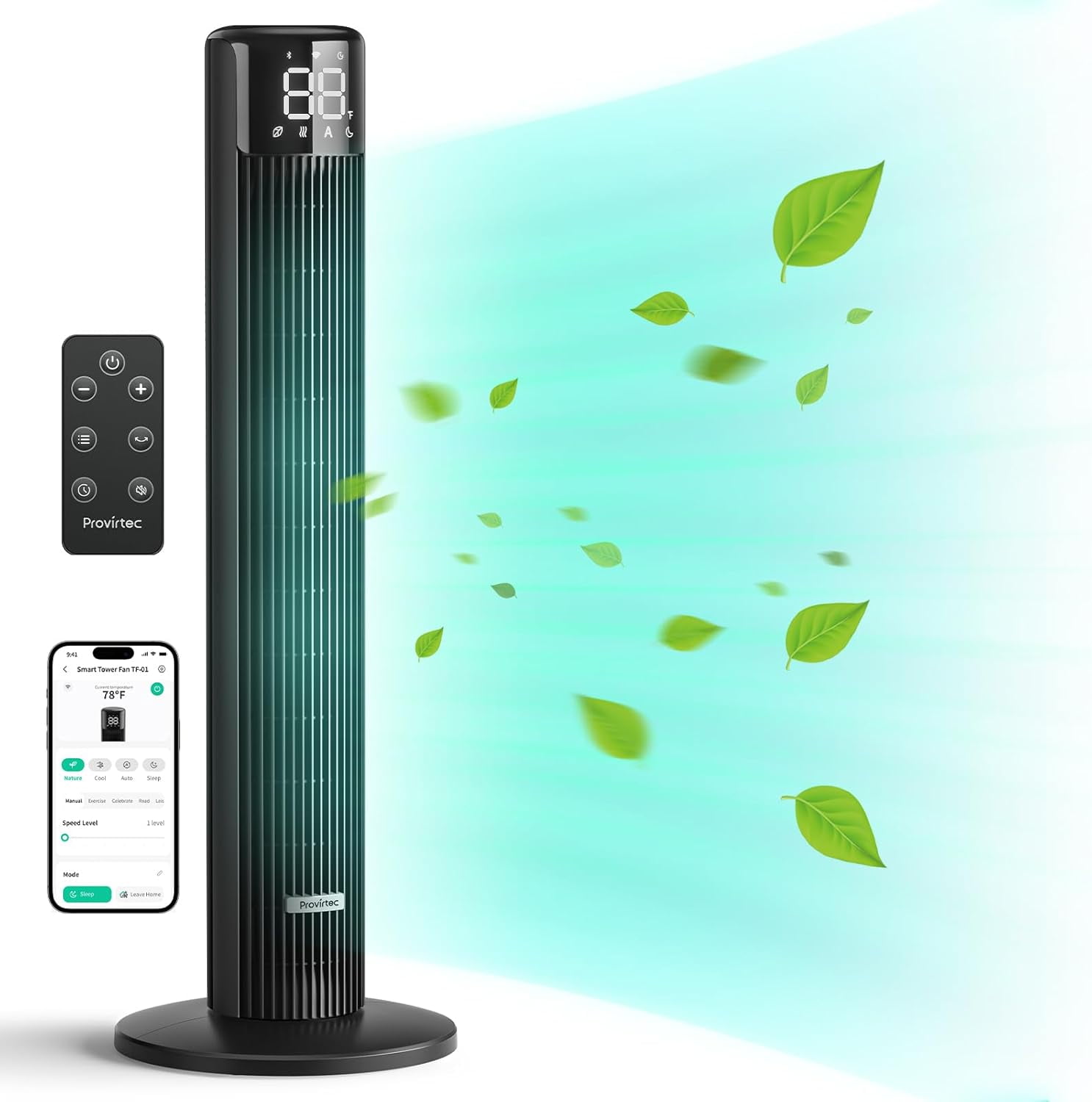 WindMaster Smart Tower Fan for Bedroom, 90° Oscillating Floor Fan Cold, Quiet Cooling Tower Fans ...