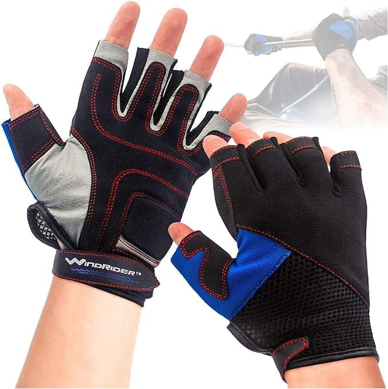 WindRider Pro Sailing Gloves - 3/4 or Full Finger - Padded Palm and Amara Reinforcement - Mesh ...