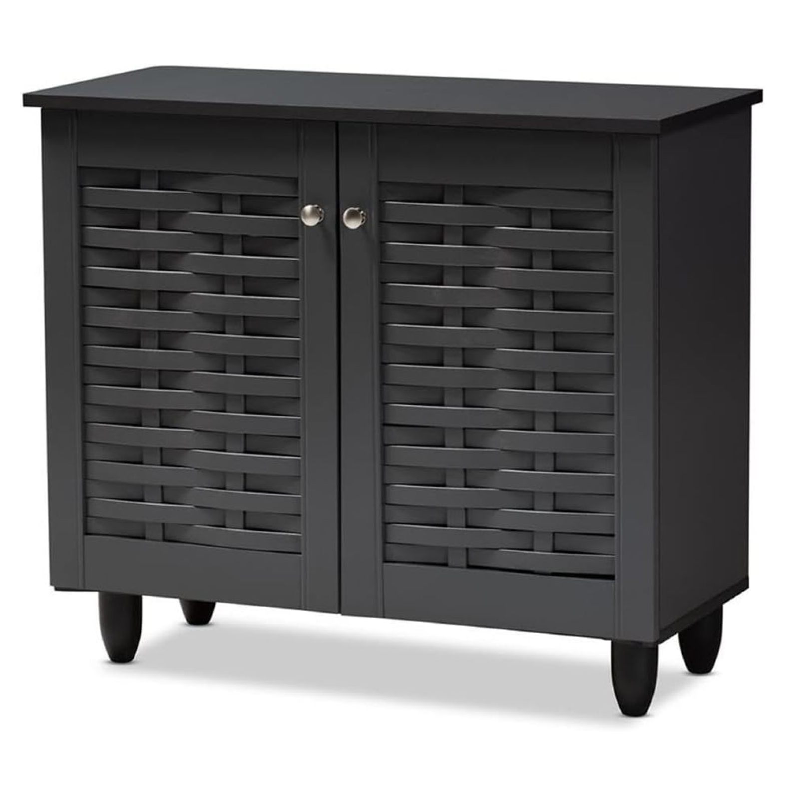Winda Modern and Contemporary Dark Gray 2-Door Wooden Entryway Shoe ...