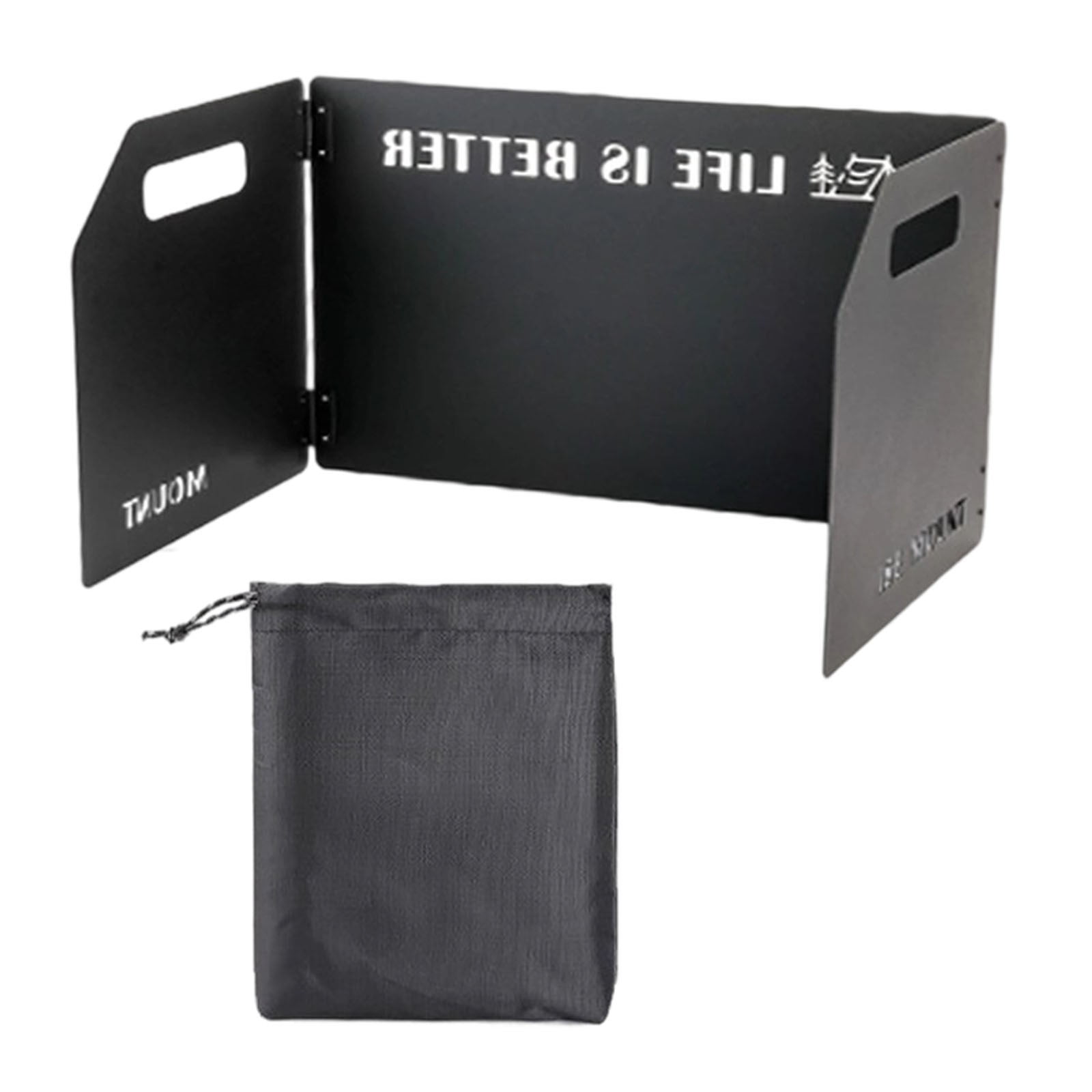 Windbreak (3-Fold) Black-Camping Stove Windscreen 3 Plates Steel Camp ...