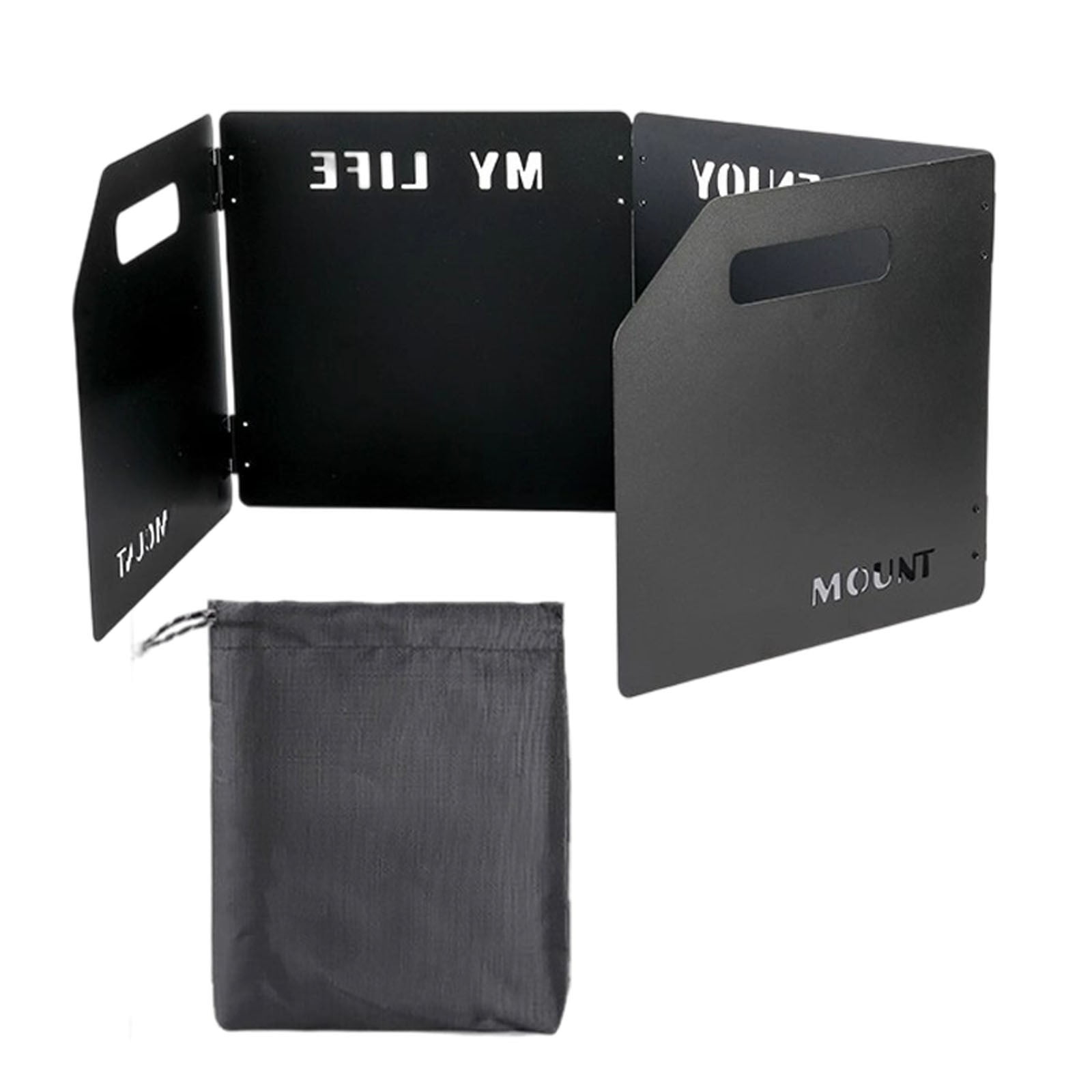 Windbreak (4-Fold) Black-Camping Stove Windscreen 4 Plates Steel Camp ...