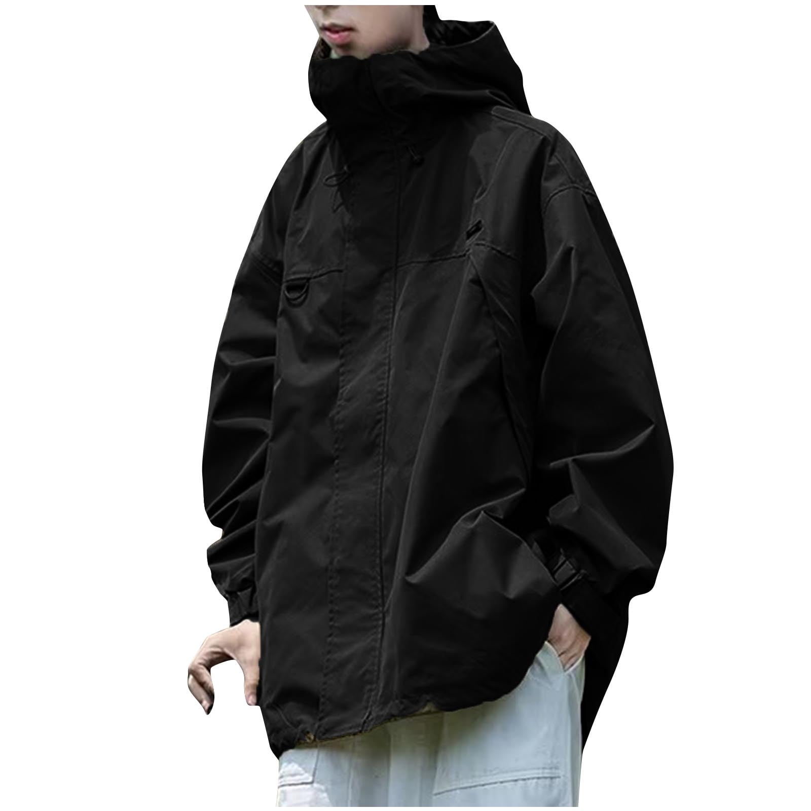 Windbreaker Jacket Men's Casual Stand Collar Long Sleeve Hoodie Zipper ...