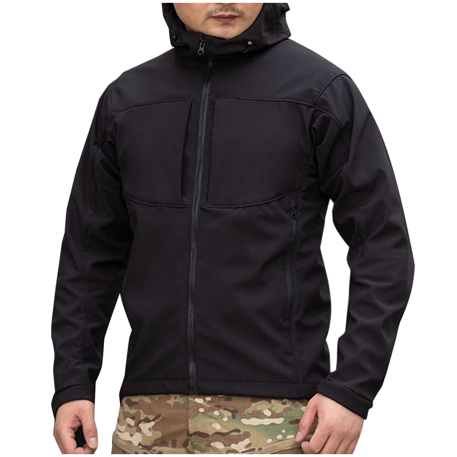 Windbreaker Jacket Men's Solid Color Hooded Jacket Mountaineering ...