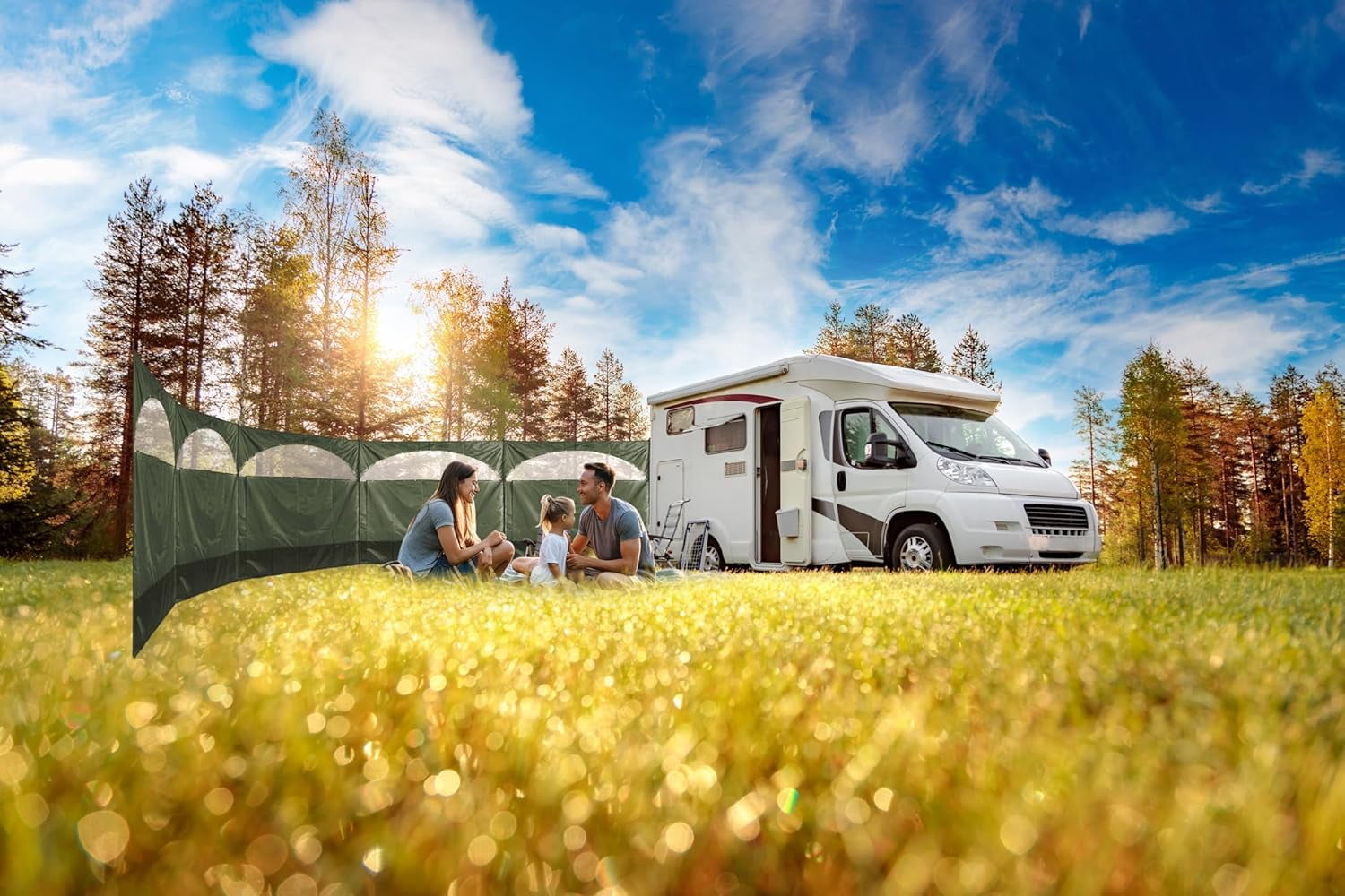 Windbreaker Wind Privacy Screen Camping Blocker 5 Panel Garden Beach ...