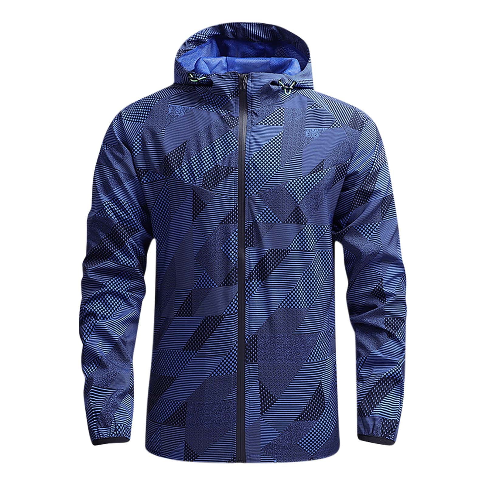 Windbreakers for Men Casual Loose Fitting Long Sleeved Zippered Hooded ...