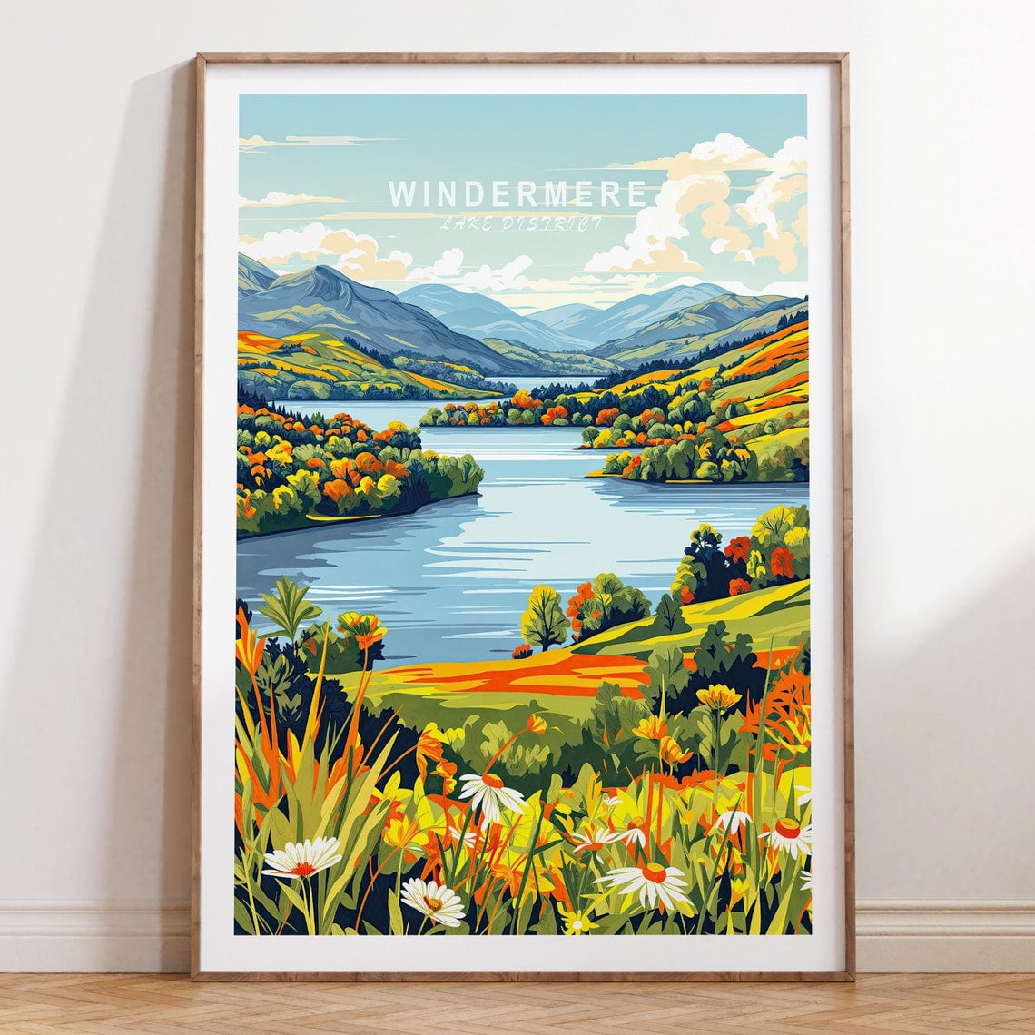 Windermere Lake Travel Poster, Lake District Travel Wall Art, Lake ...