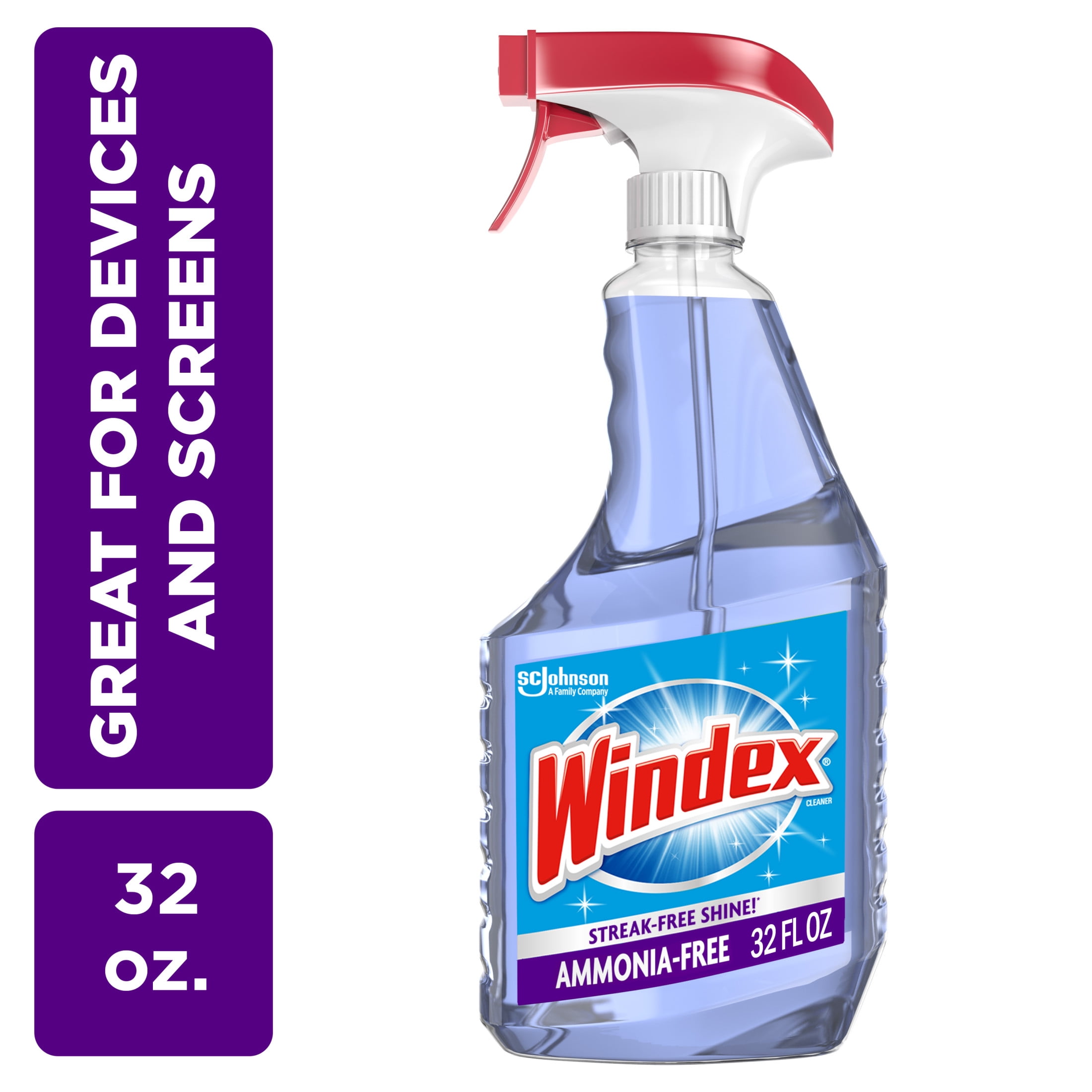 Windex Ammonia-Free Glass Cleaner, Crystal Rain Scent, 32 fl oz Spray ...