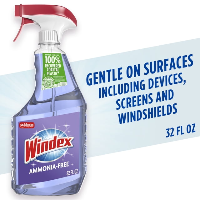 Windex Ammonia-Free Glass Cleaner, Crystal Rain Scent, 32 fl oz Spray ...