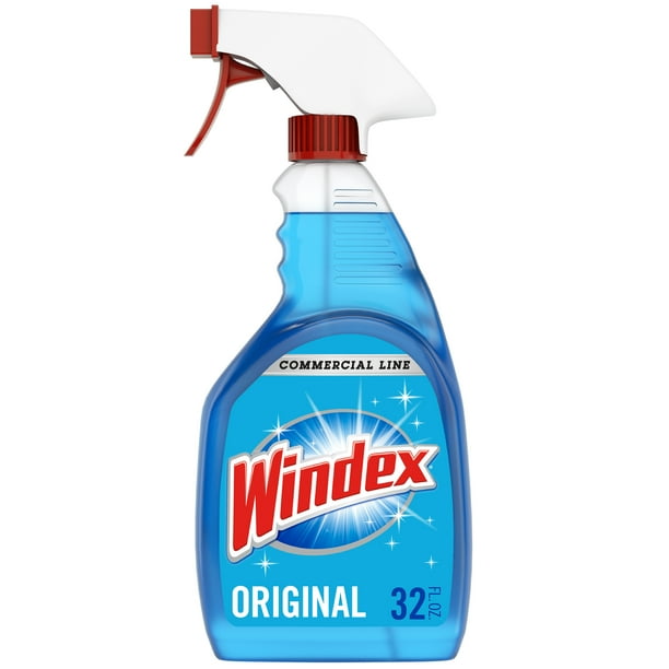 Windex Commercial Line Glass Cleaner Trigger Bottle, Blue Original, 32 ...