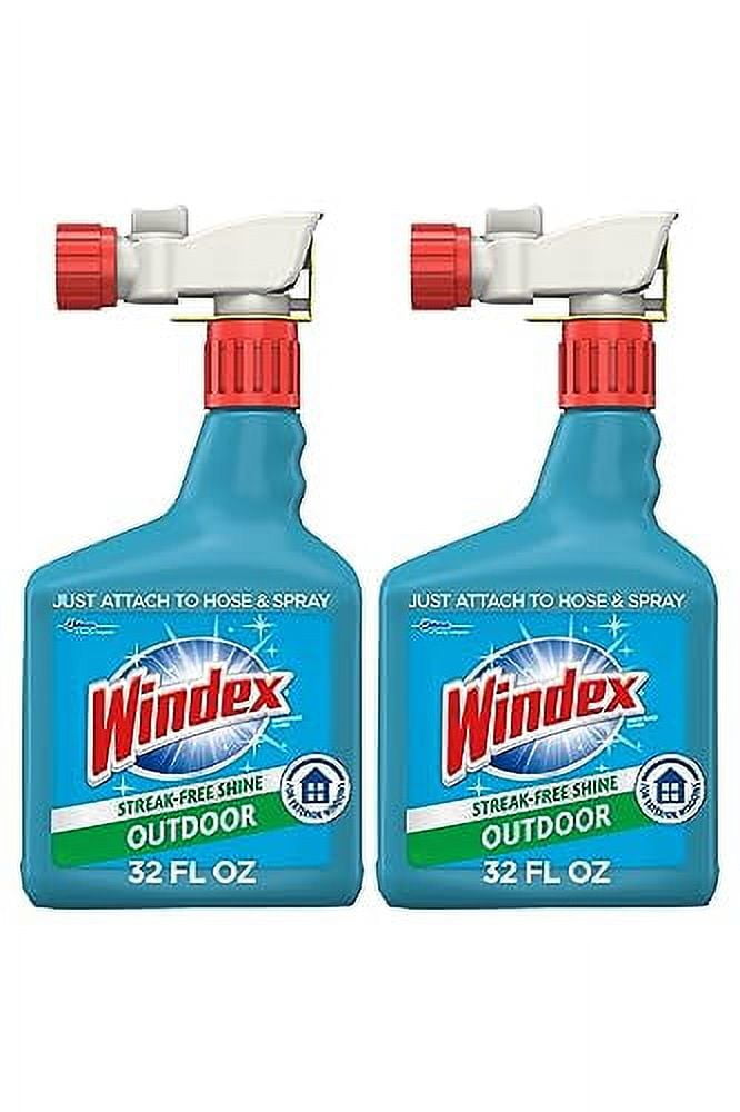 Windex Concentrated Outdoor Glass Cleaner, Patio Cleaner with Hose Attachment, 32 Fl Oz, Pack of ...