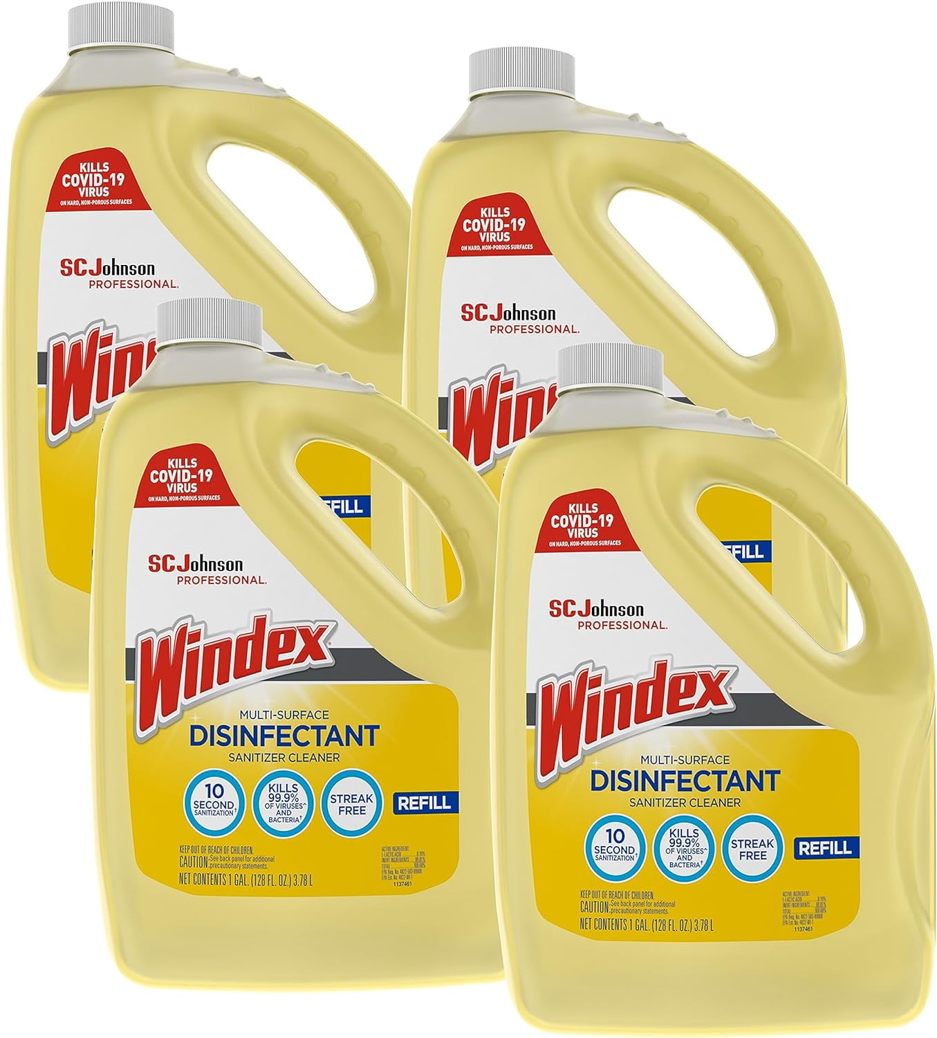 Windex Disinfectant and Multi-Surface 1 Gallon (Pack of 4) - Walmart.com