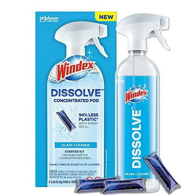 Windex Dissolve Concentrated Pods, Glass Cleaner Starter Kit contains 1 ...